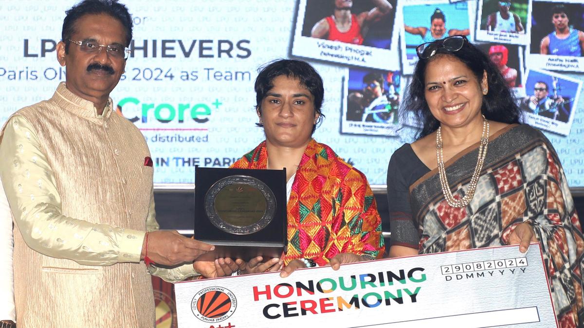 Vinesh Phogat honoured by Lovely Professional University - The Hindu